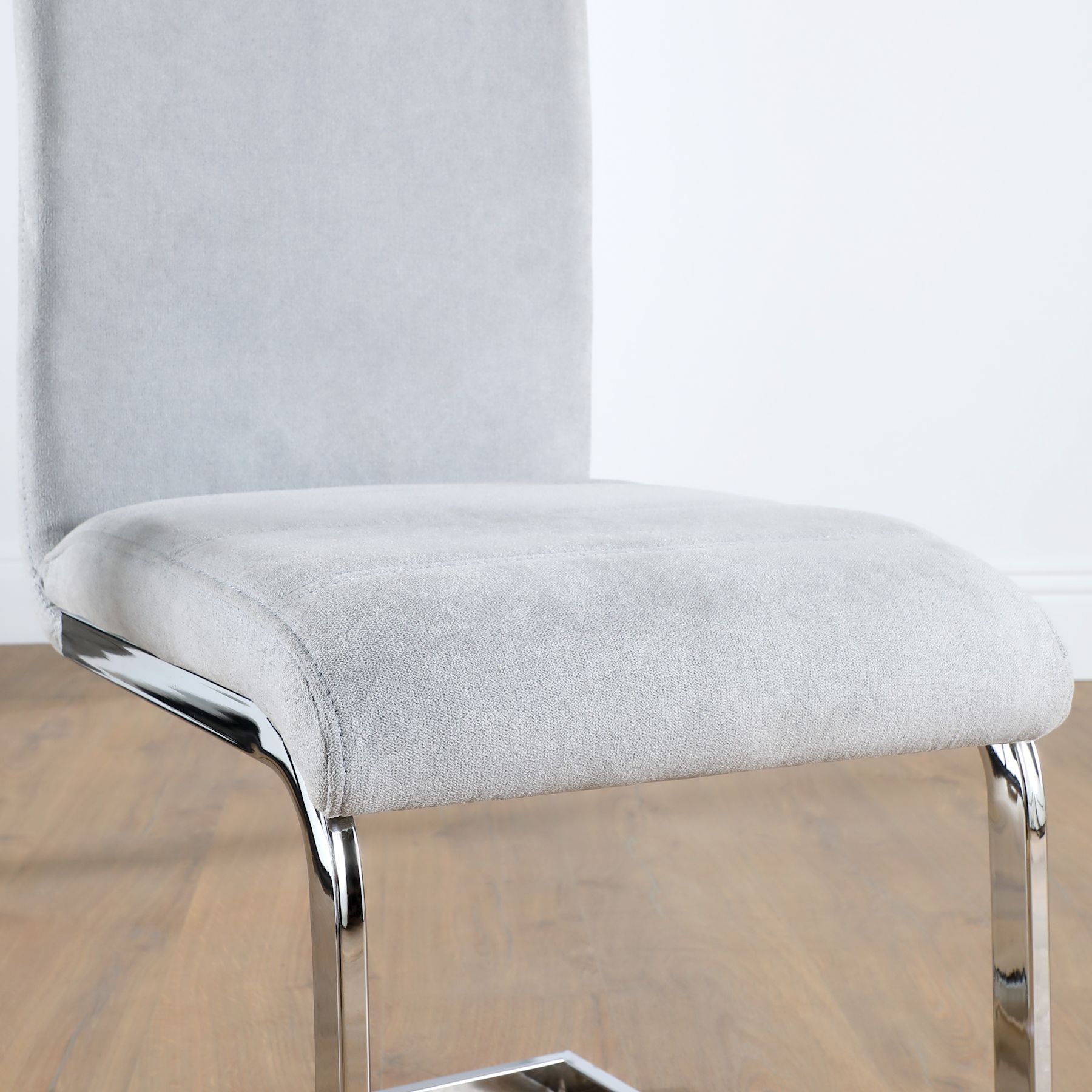 Perth Dining Chair, Dove Grey Classic Plush Fabric & Chrome Only £59.99 ...