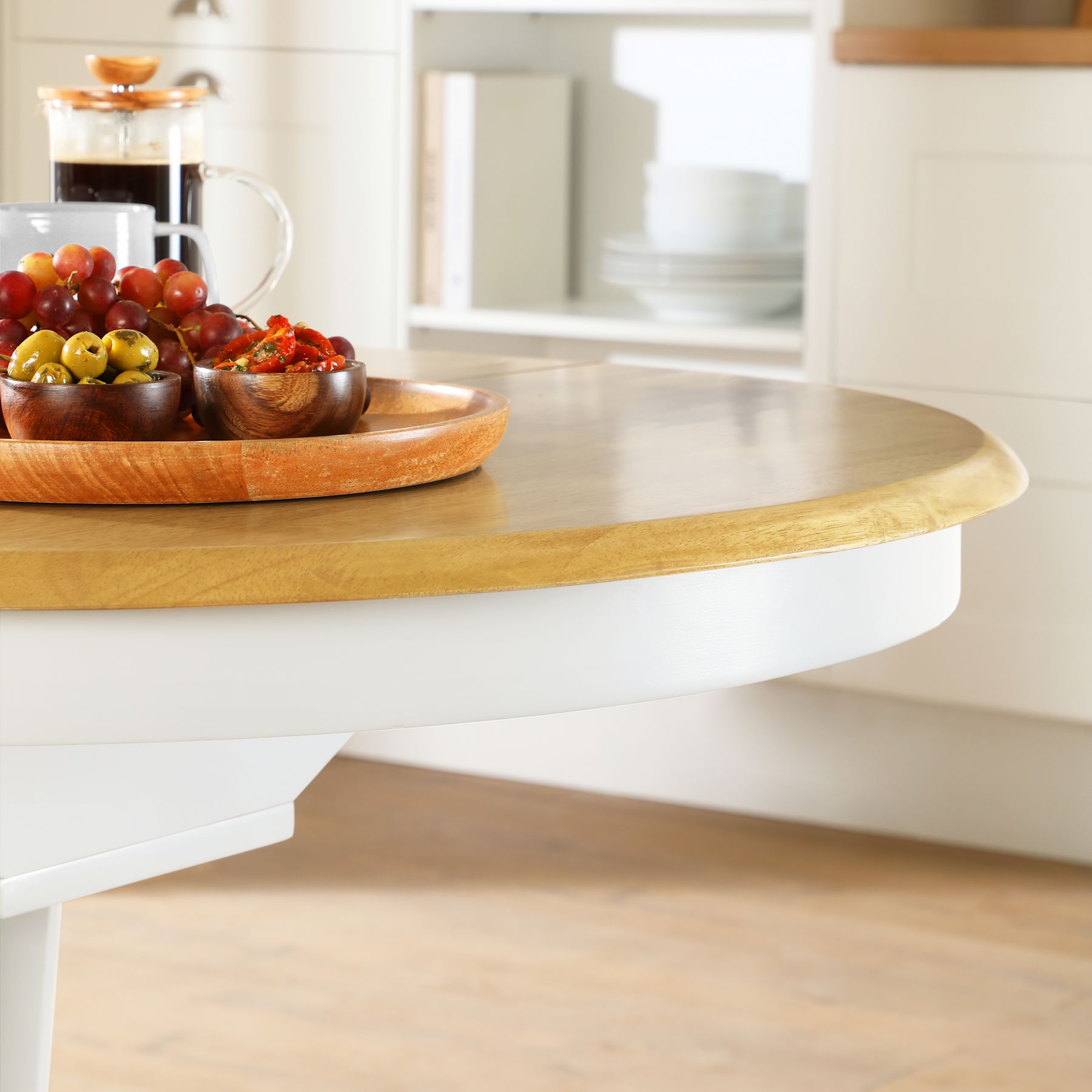 Hudson Round Extending Dining Table, 90-120cm, Natural Oak Finish ...