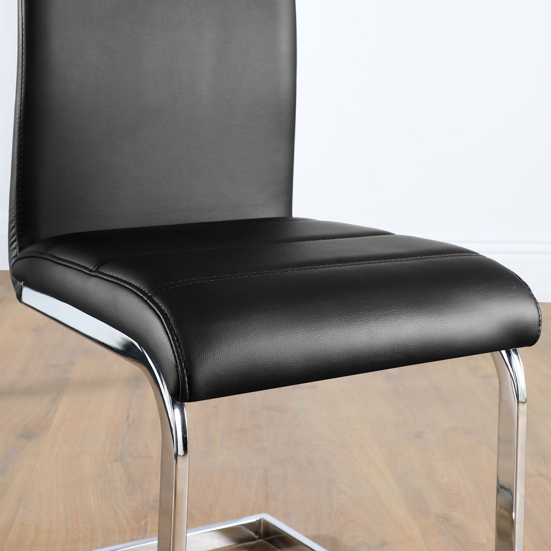 Perth Dining Chair, Black Premium Faux Leather & Chrome Only £59.99 ...