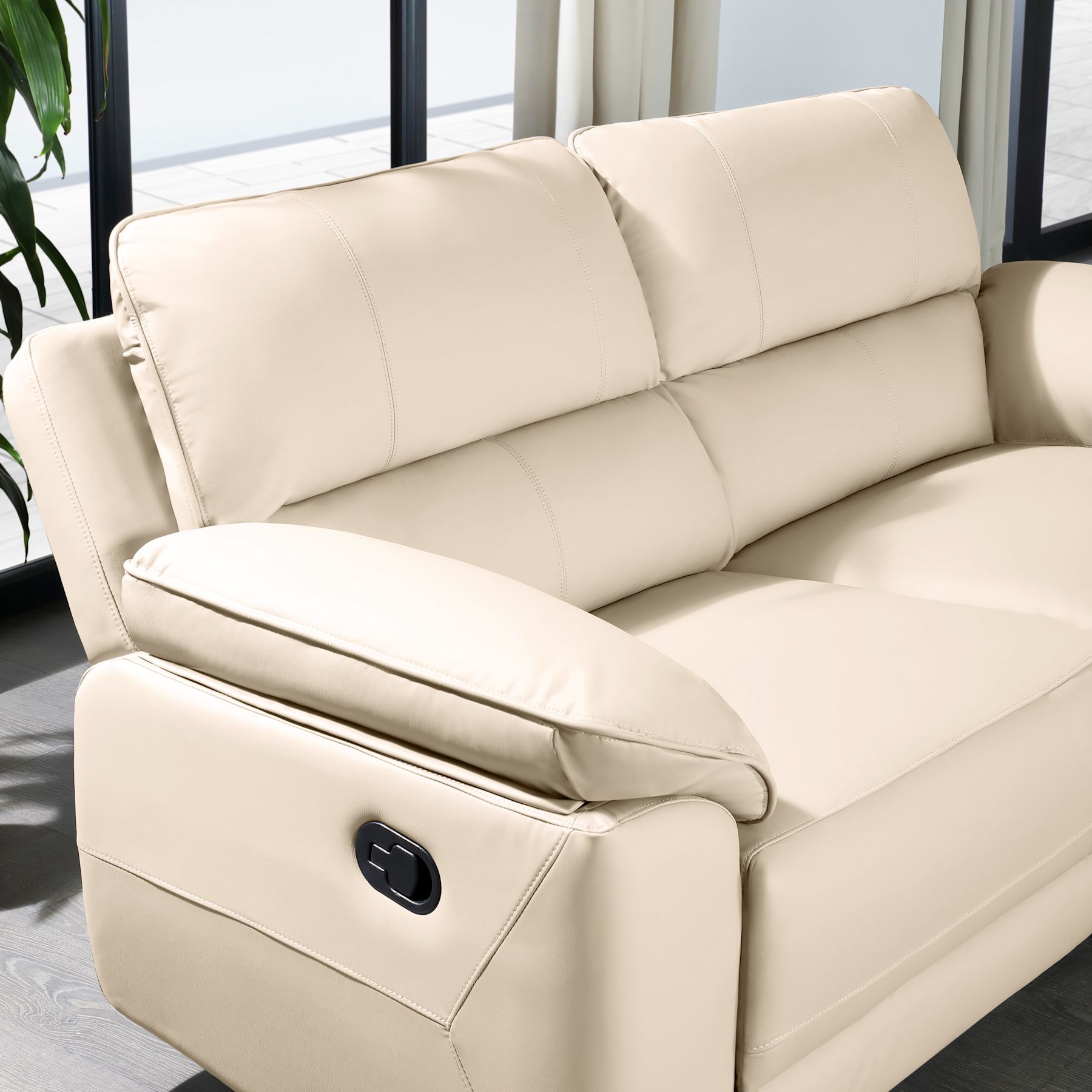 Seville 3 Seater Recliner Sofa, Ivory Premium Faux Leather Only £699.99 | Furniture & Choice