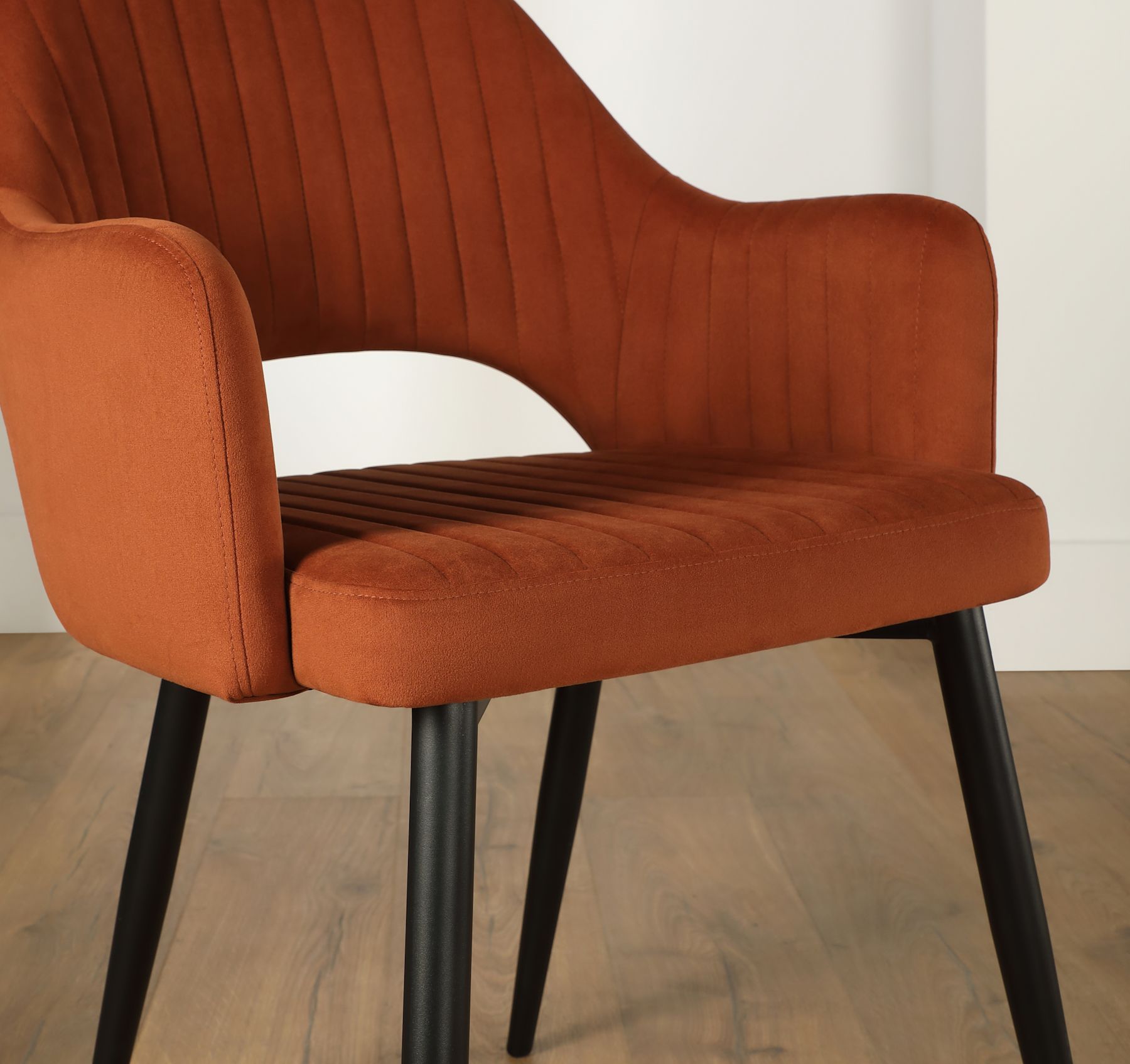 Orbit Round Dining Table & 4 Clara Chairs, Grey Marble Effect & Black ...