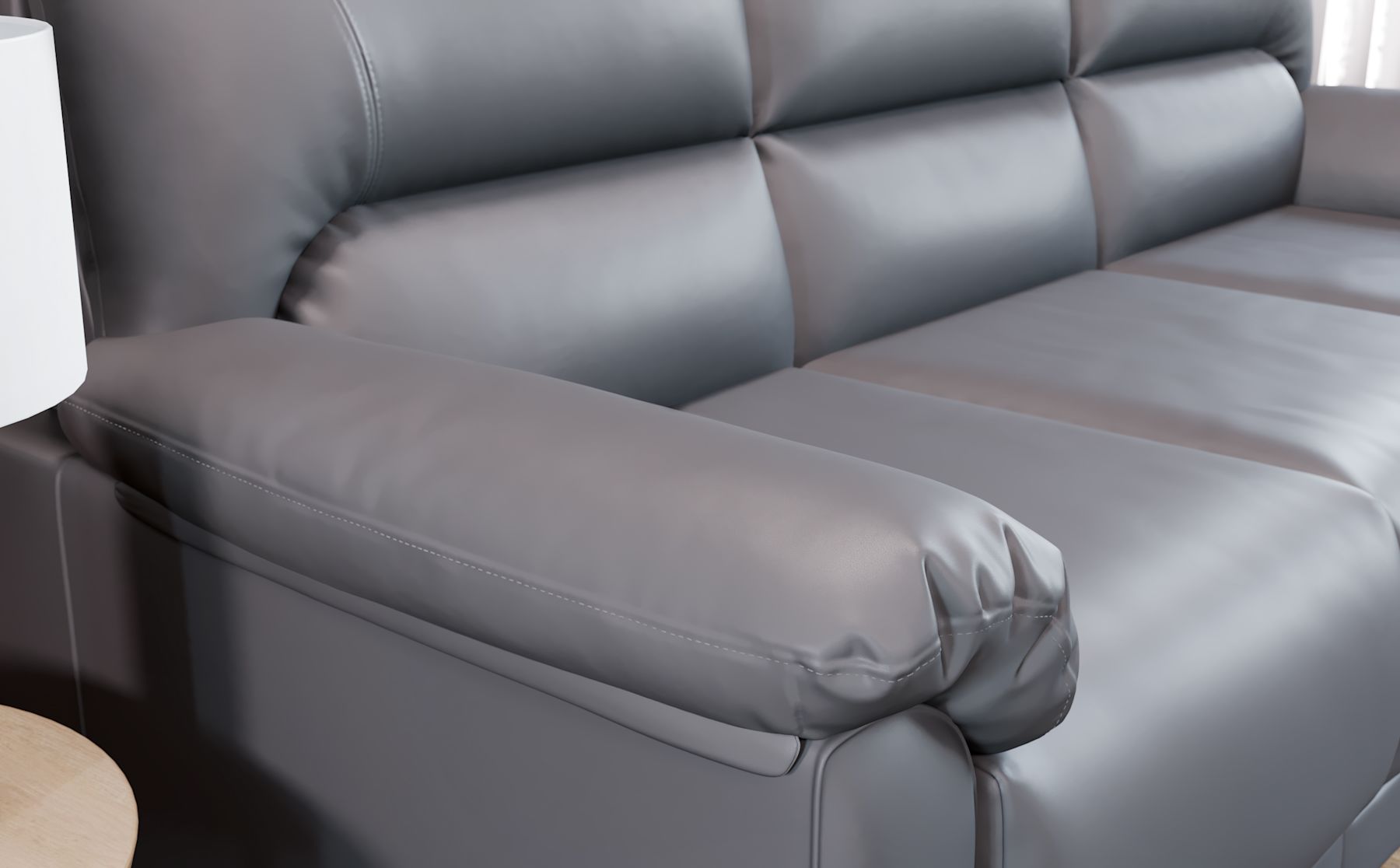 Kenton Small 3 Seater Sofa, Grey Premium Faux Leather Only £499.99 ...