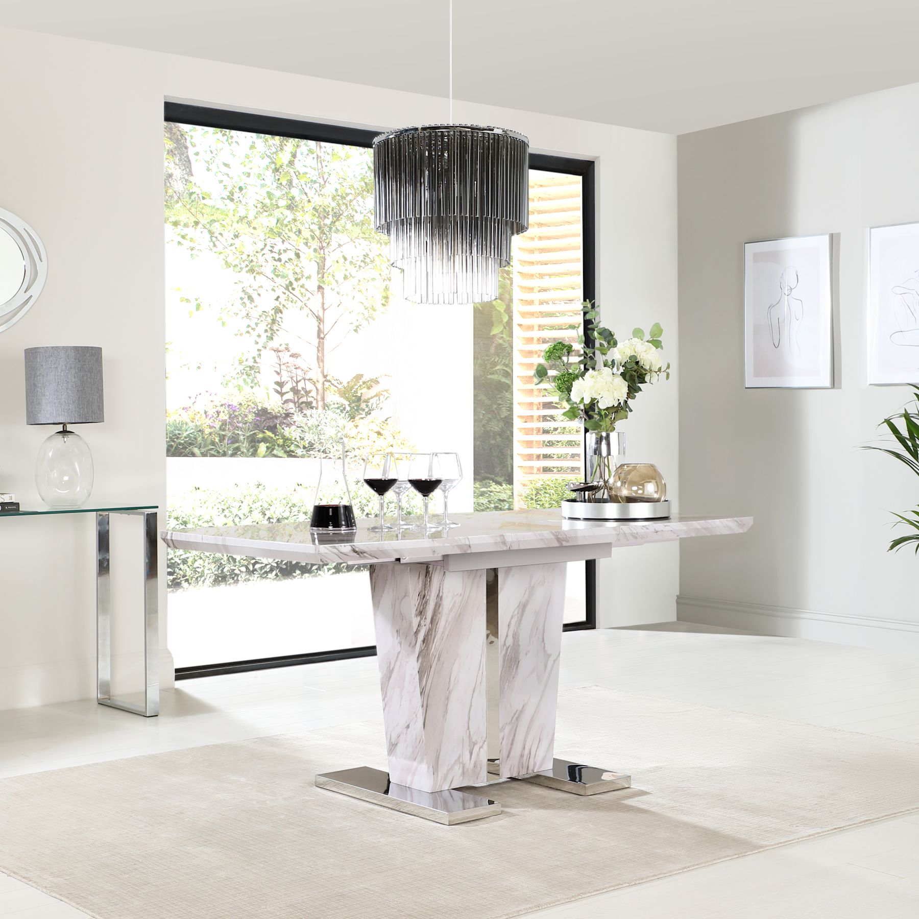 Vienna Extending Dining Table, 120-160cm, Grey Marble Effect Only £449. ...