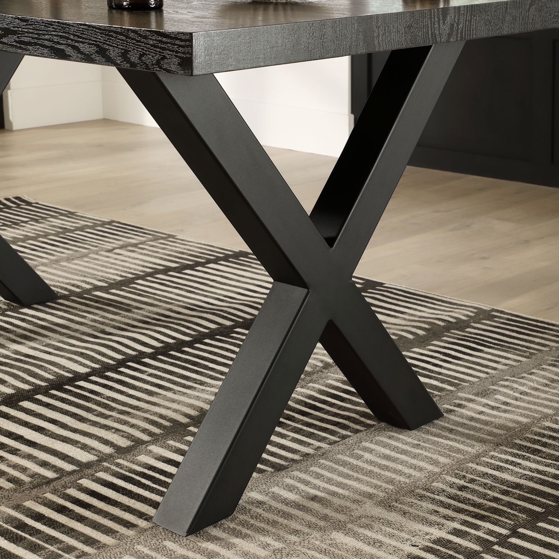 Franklin Dining Table & 4 Salisbury Chairs, Black Oak Effect & Black ...