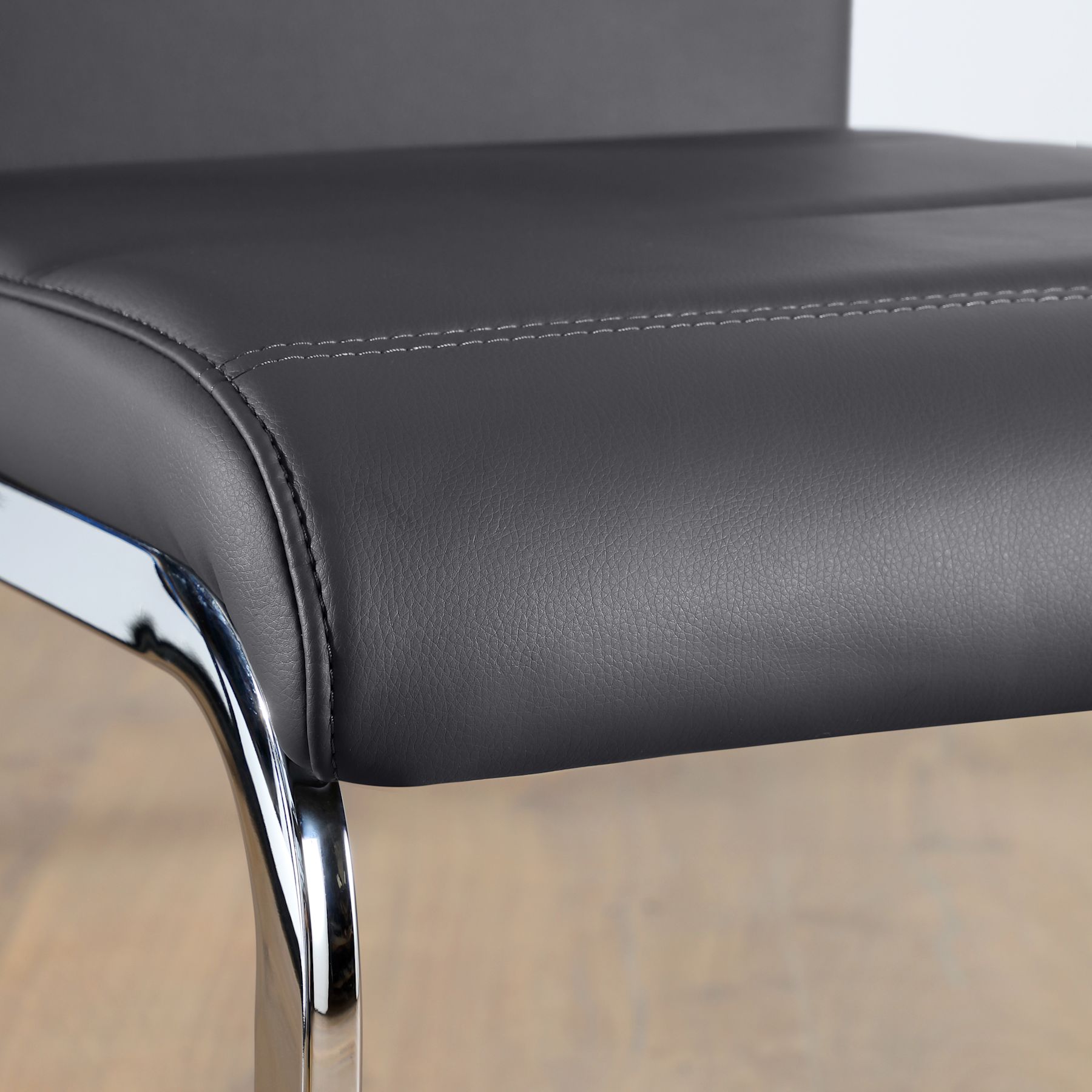 Perth Dining Chair, Grey Premium Faux Leather & Chrome Only £69.99 ...