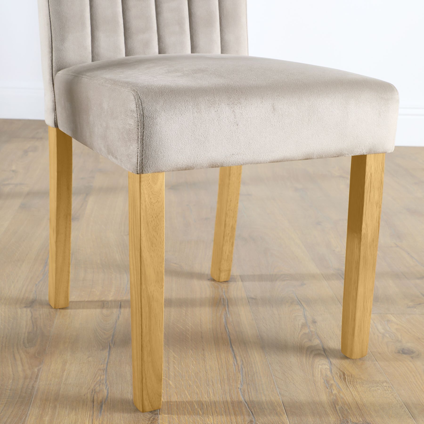 Salisbury Dining Chair, Champagne Classic Velvet & Natural Oak Finished ...