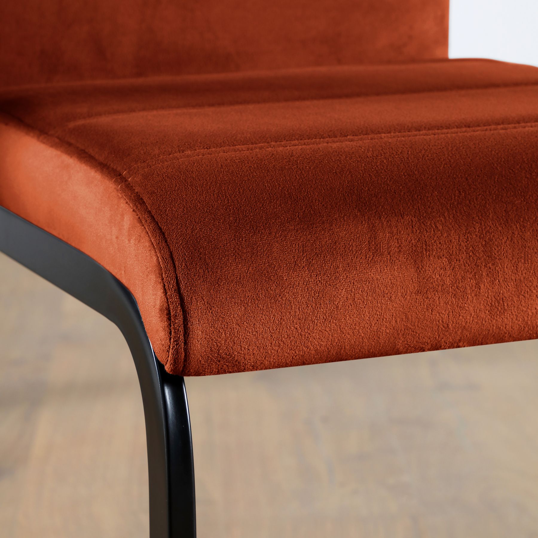 Perth Dining Chair, Burnt Orange Classic Velvet & Black Steel Only £69. ...