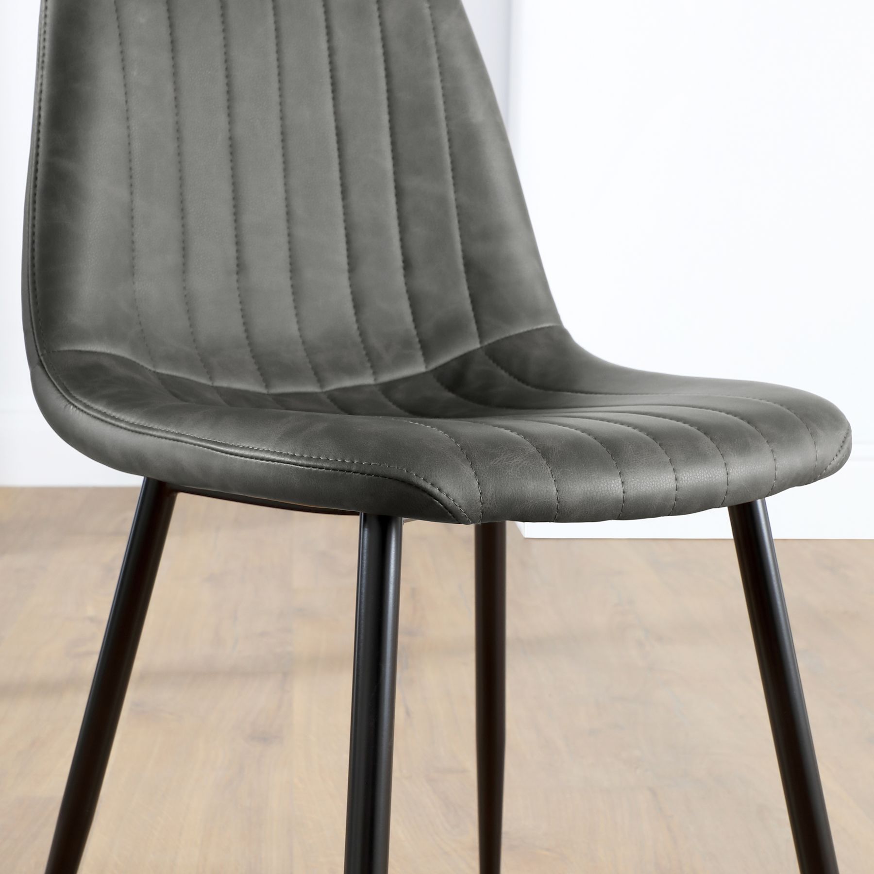 Orbit Round Dining Table & 4 Brooklyn Chairs, Grey Marble Effect ...