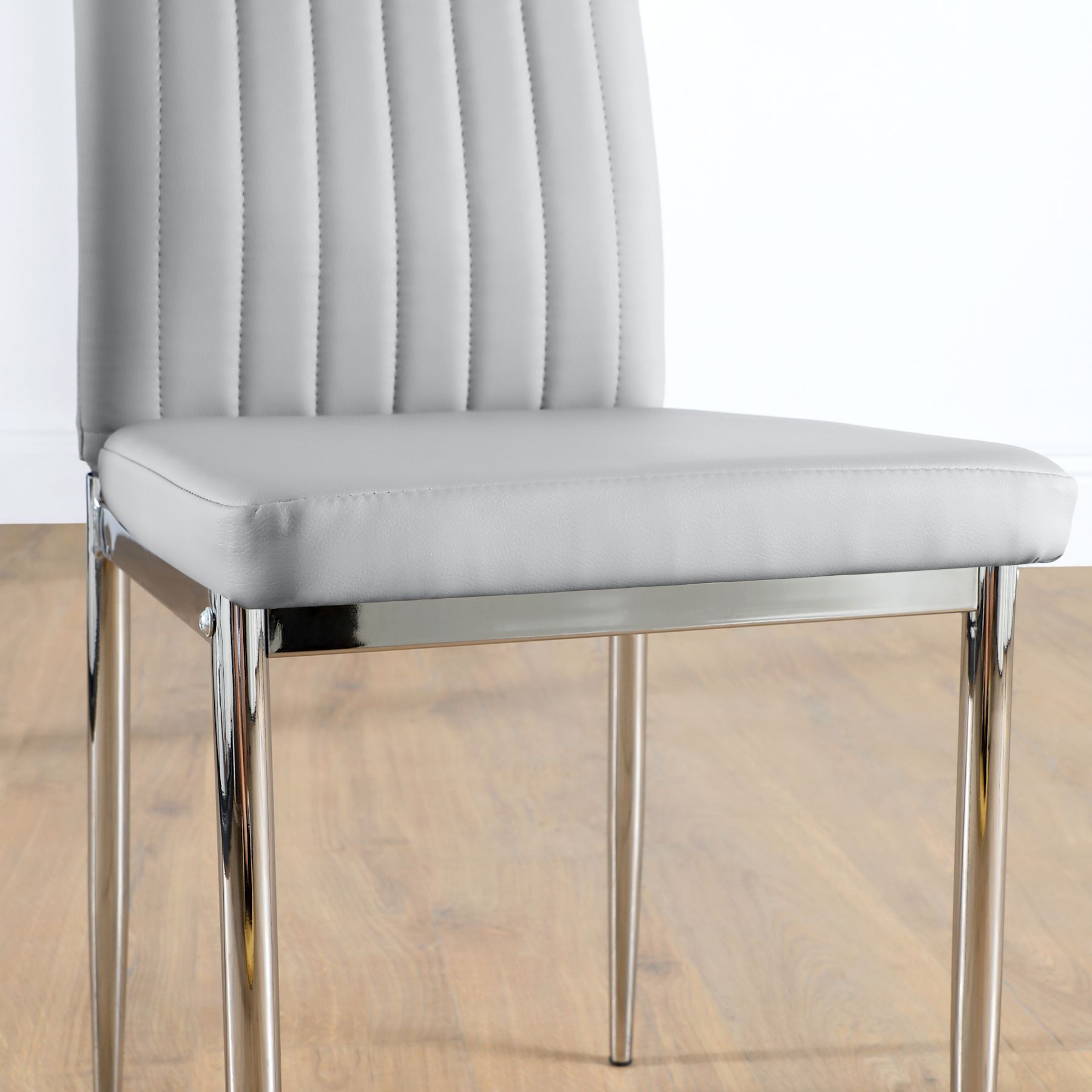 Vienna Extending Dining Table & 6 Leon Chairs, Grey Marble Effect, Light Grey Premium Faux ...