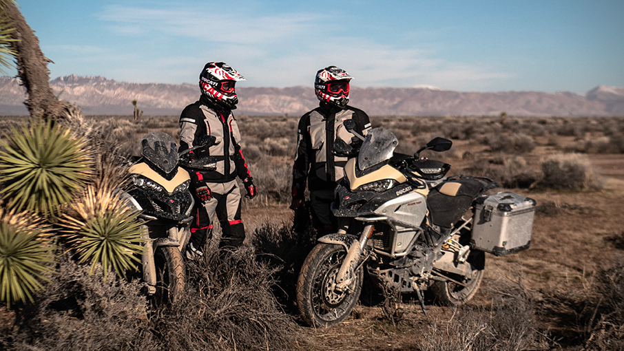 Motorcycle travel in the Mojave Desert in the USA