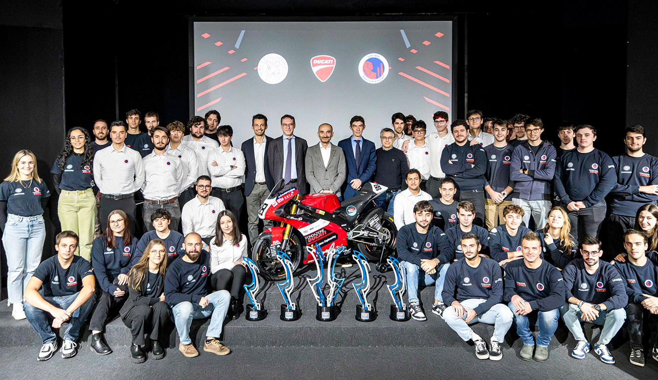 Team UniBo Motorsport and Ducati celebrate victory in the 2023 ...