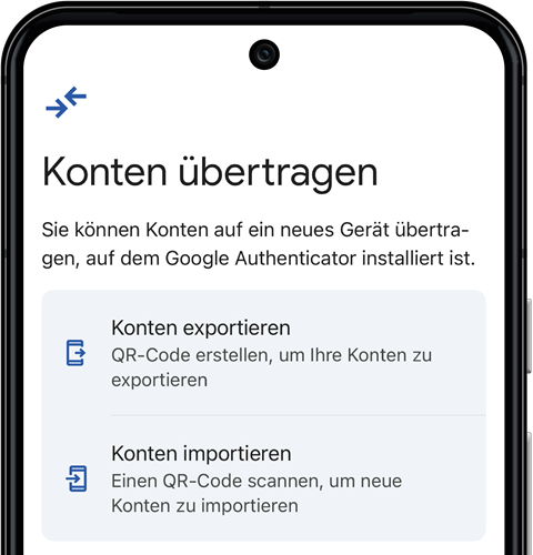 Ausschnitthafte Zeichnung eines Smartphones, in dem die Import-Export ...