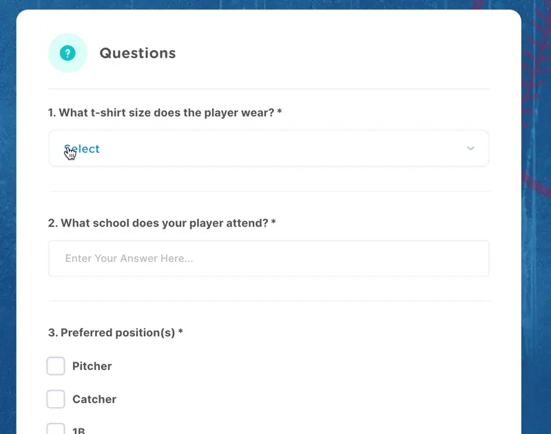 A Simple Youth Baseball Registration Form Template | Jersey Watch