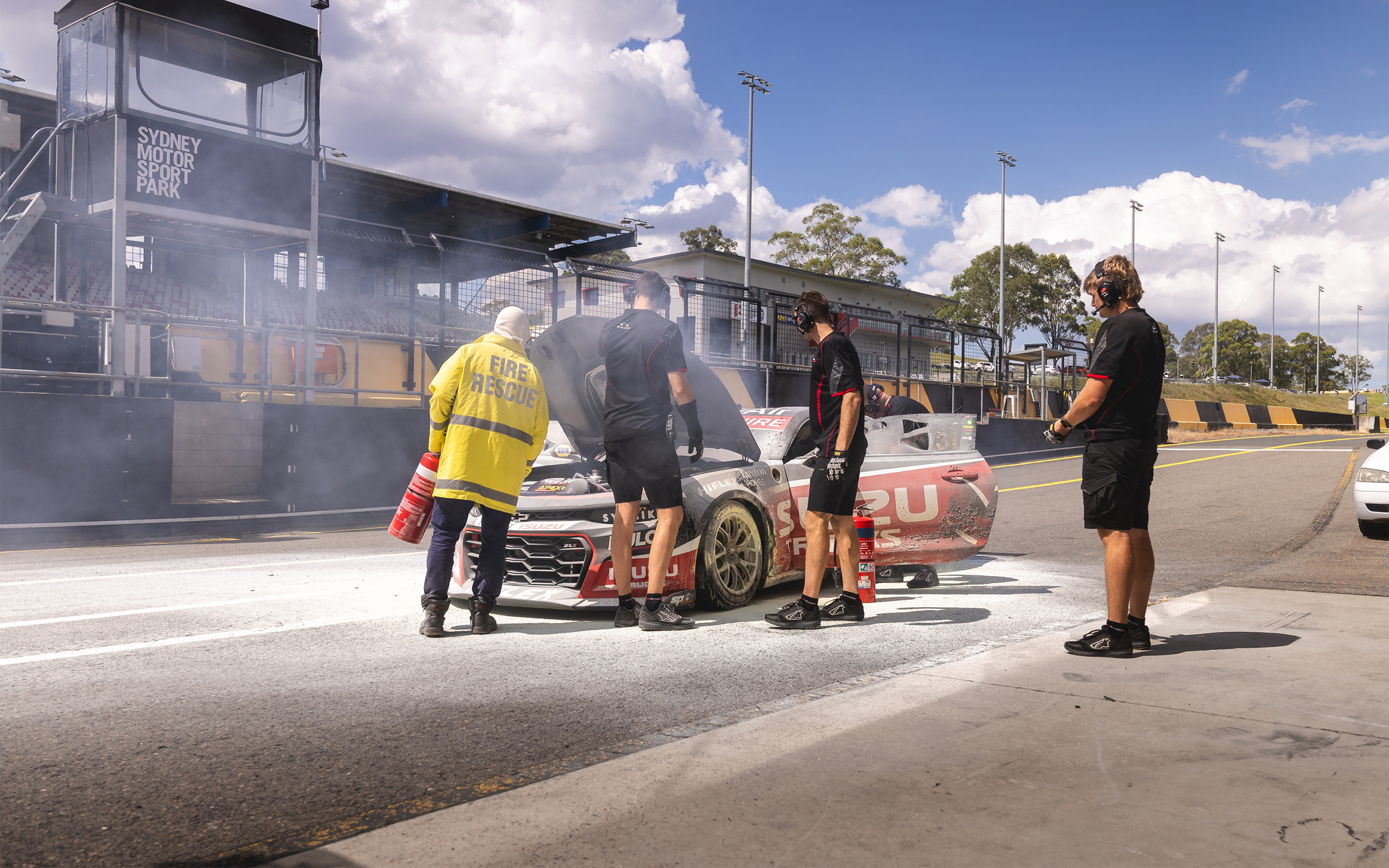 Golding unscathed after fire scare | Supercars