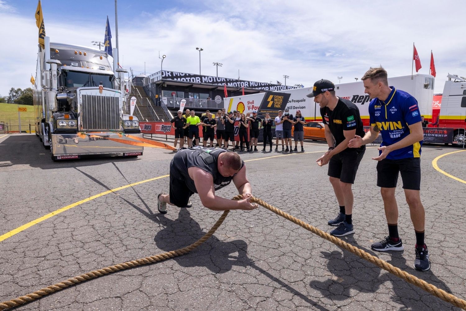Gallery: Strongman pull of Supercars transporter | Supercars