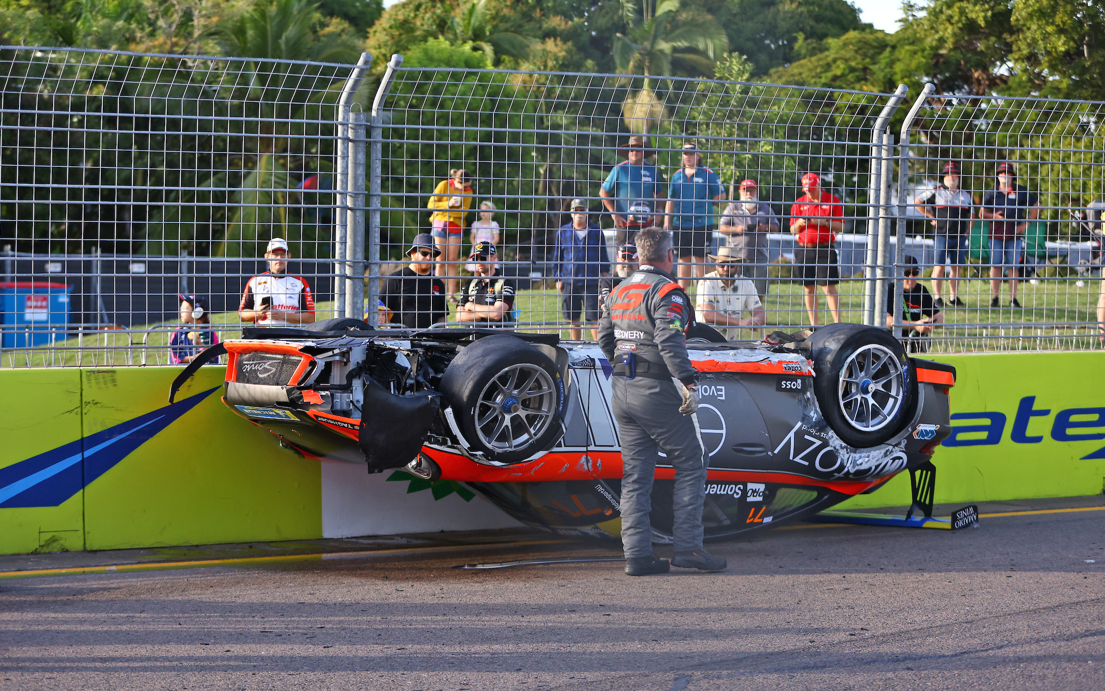 Townsville catch fencing replaced after Porsche rollover | Supercars