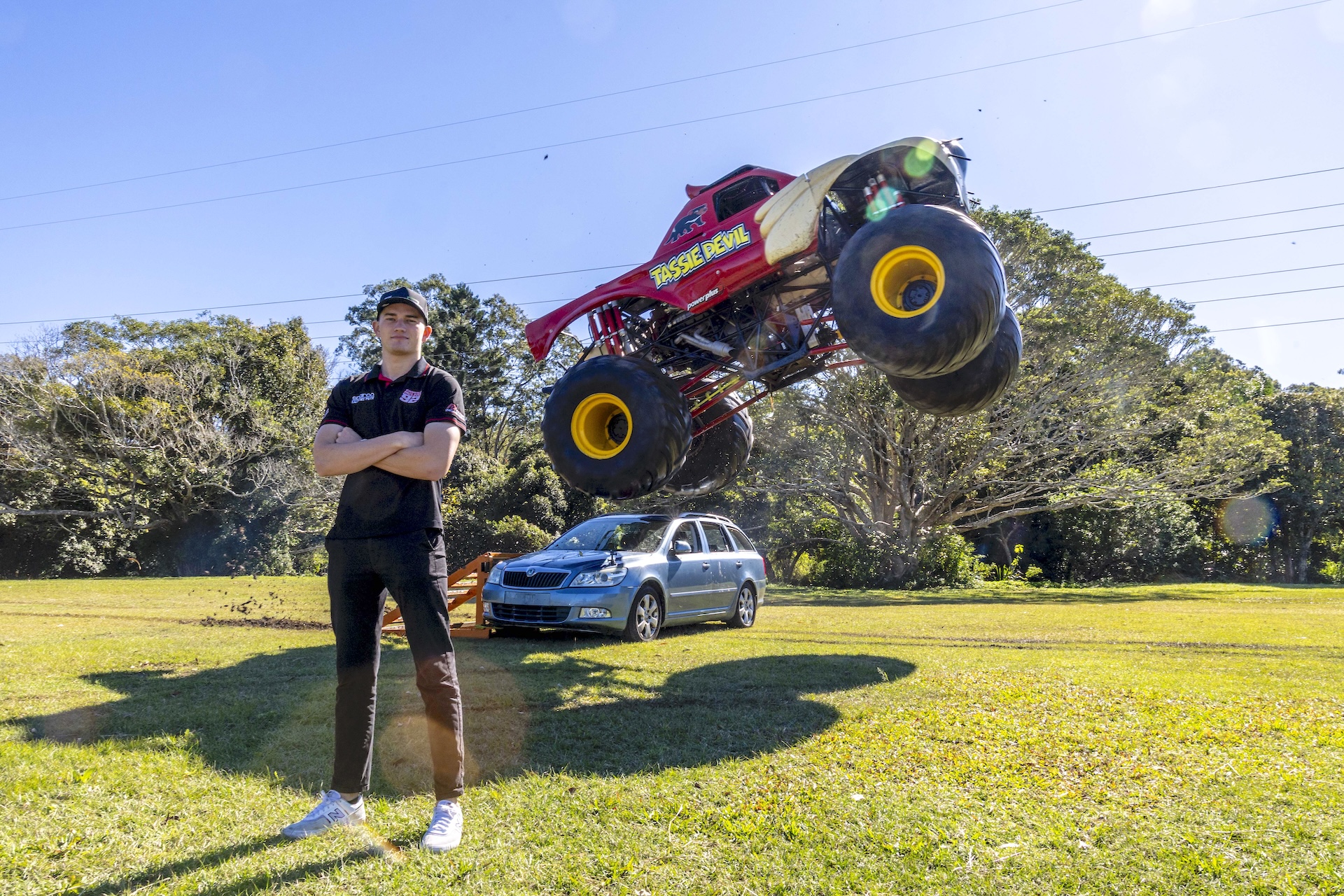 McLeod's close encounter with monster truck | Supercars