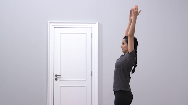 Standing overhead reach: 2 sets x 10 reps