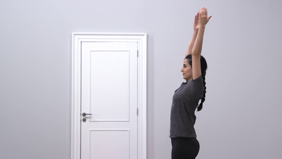 Standing overhead reach: 2 sets x 10 reps