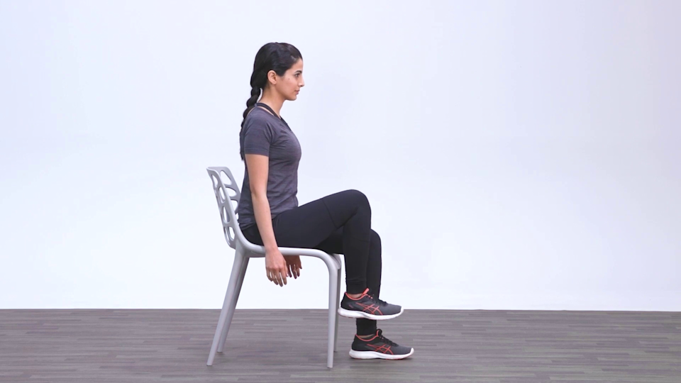 Seated single leg marching: 2 sets x 10 reps per side