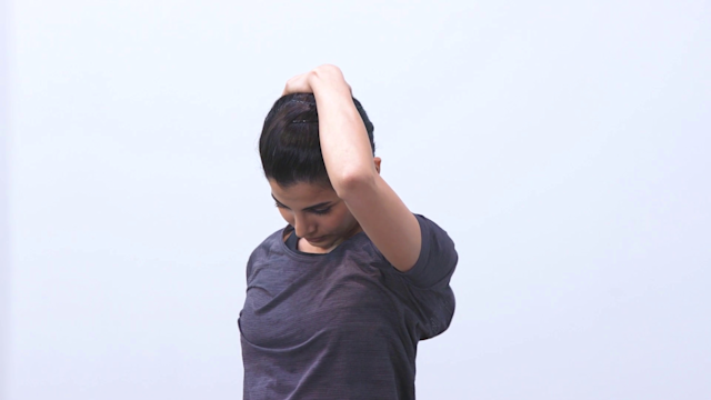 Levator scap stretch: 2 x 20 seconds per side