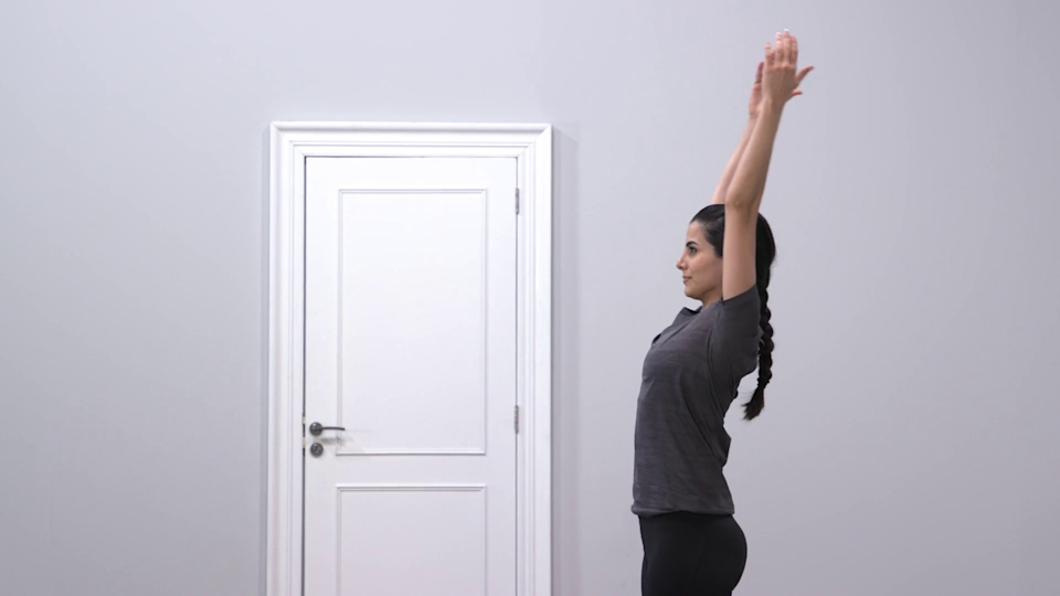 Standing overhead reach: 2 sets x 10 reps