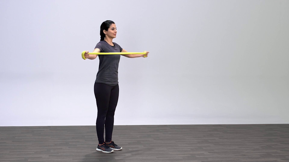 Bilateral horizontal abduction with band: 2 sets x 10 reps