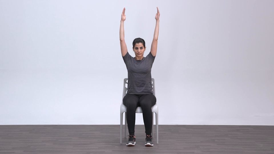 Seated overhead reach: 2 sets x 10 reps