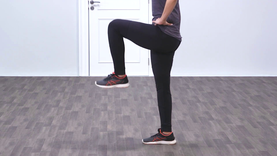 Standing single leg marching: 2 sets x 10 reps per side