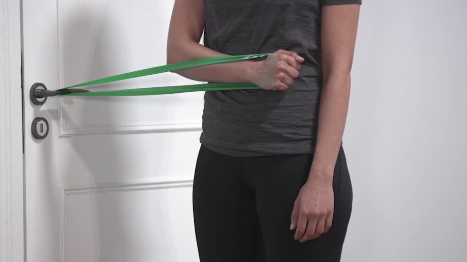 Shoulder internal rotation with band: 2 sets x 10 reps
