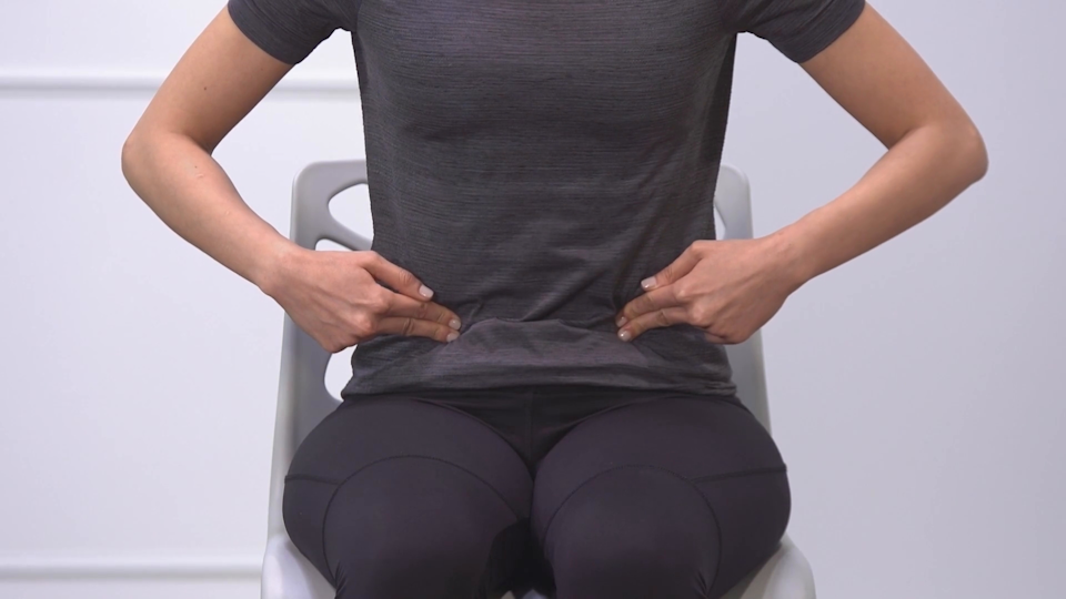 Seated transverse abdominal drawing In maneuver: 10 reps with 3 second ...