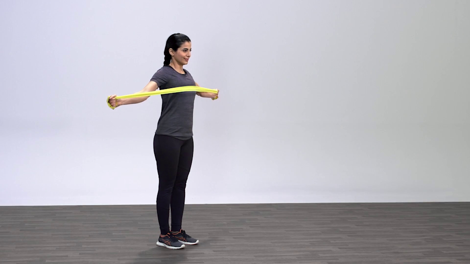 Bilateral horizontal abduction with band: 2 sets x 10 reps