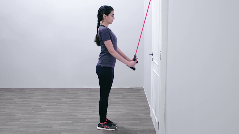 Shoulder extension with band: 2 sets x 10 reps