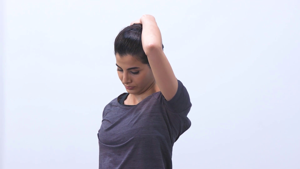 Levator scap stretch: 2 x 20 seconds per side