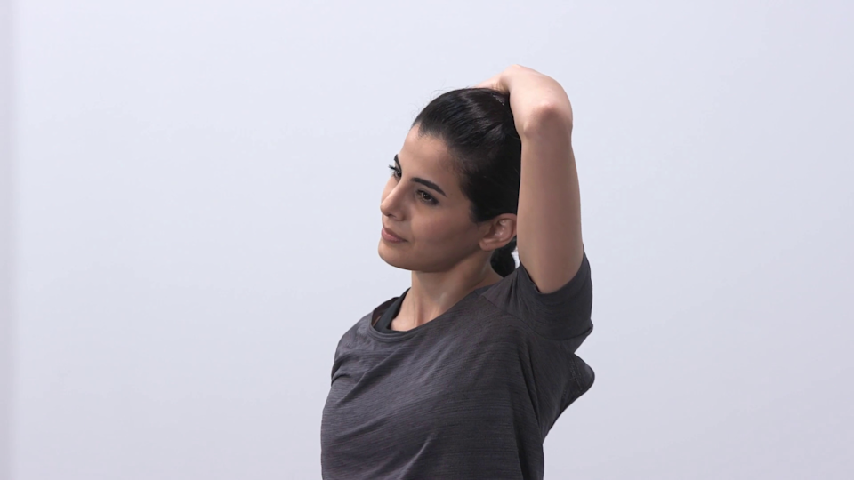 Upper trap stretch: 2 sets with 20 second holds per side