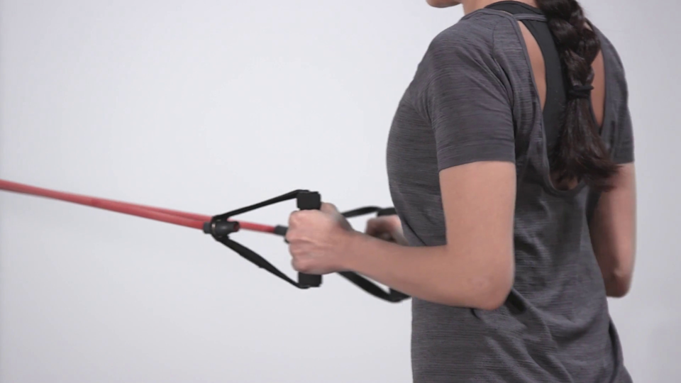 Rows with band: 2 sets x 10 reps