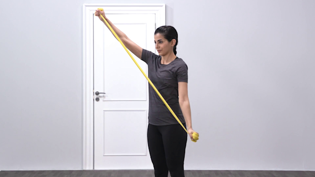 Diagonals with band: 10 reps per side