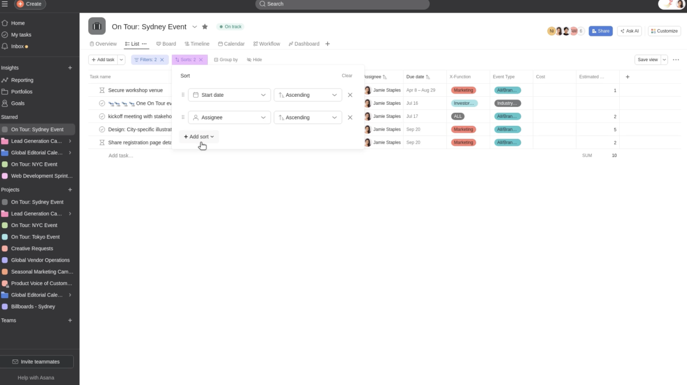 How to Filter and Sort Tasks in Asana Project