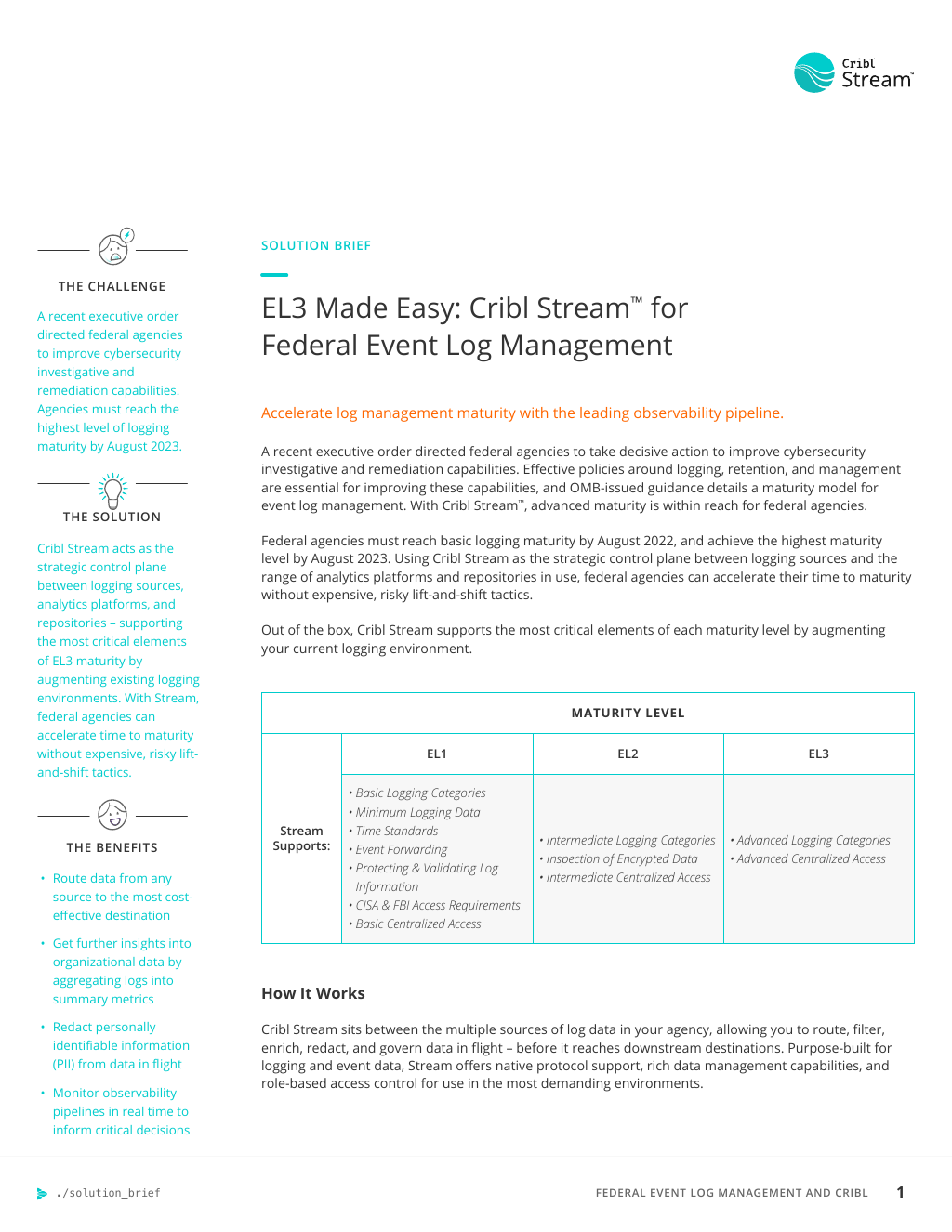 Solution Brief: EL3 Made Easy: Cribl Stream for Federal Event Log ...