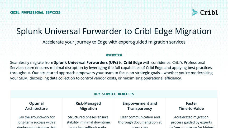 Cribl Professional Services Universal Forwarder Migration Offering