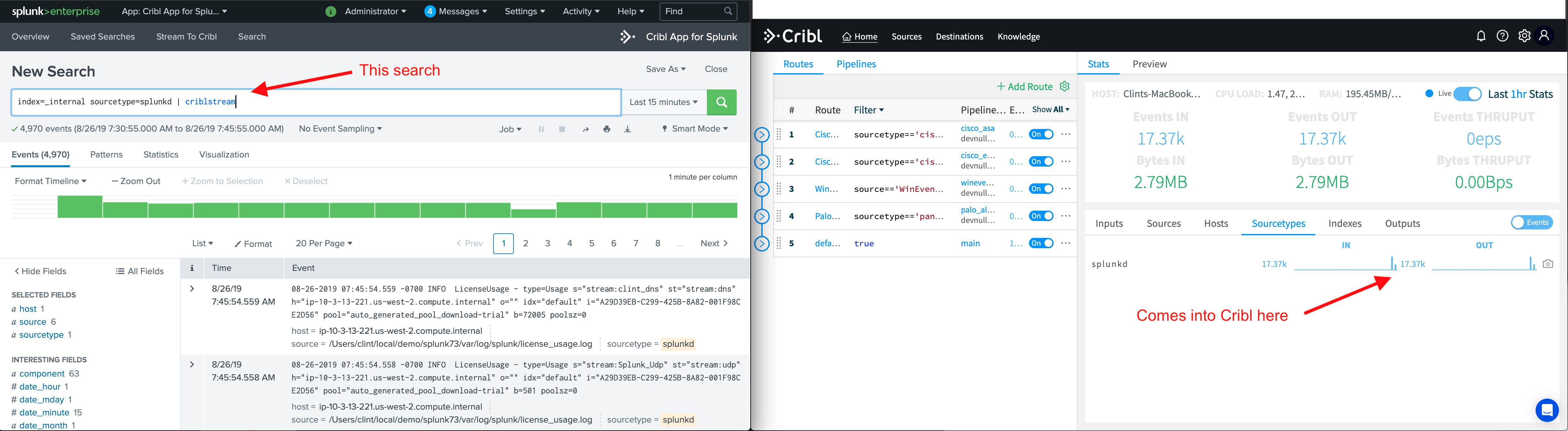 Splunk Search Log & Search Command in Cribl LogStream | Cribl