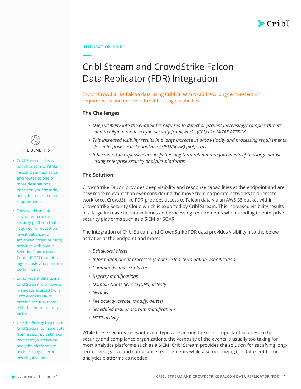 Cribl Stream and CrowdStrike Falcon Data Replicator (FDR) Integration