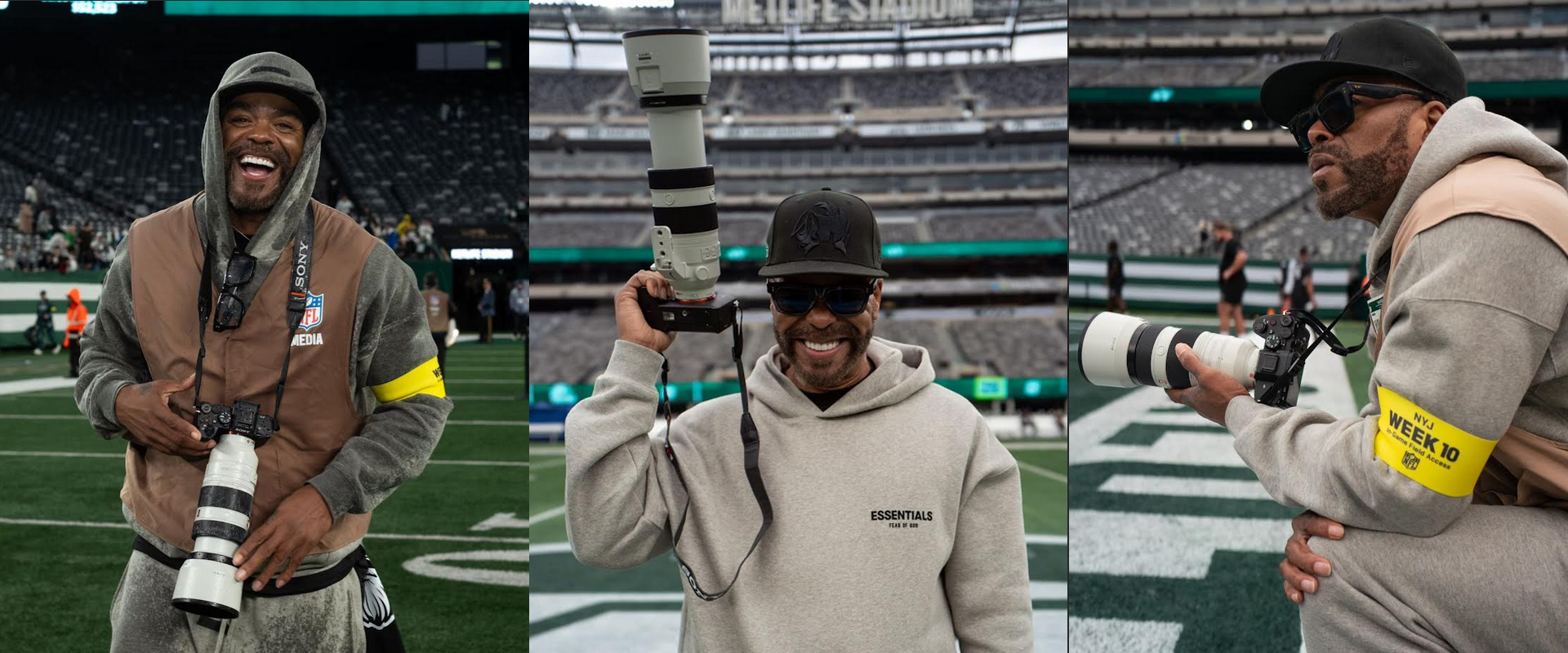 Method Man Serves As Official NFL Photographer At Jets VS Browns Game
