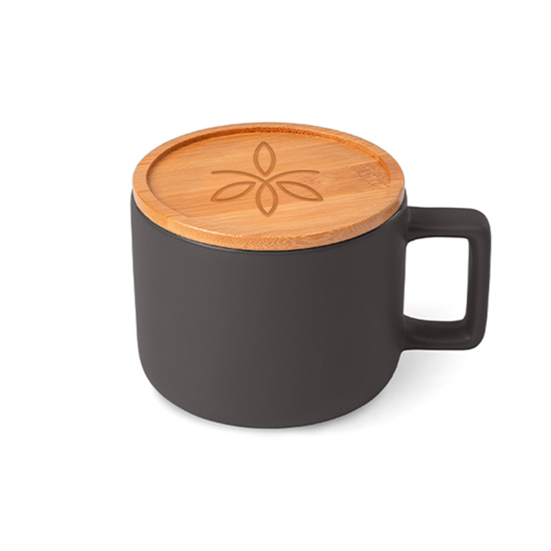 Mug en Céramique avec Couvercle en Bambou A Personnaliser | Easyflyer