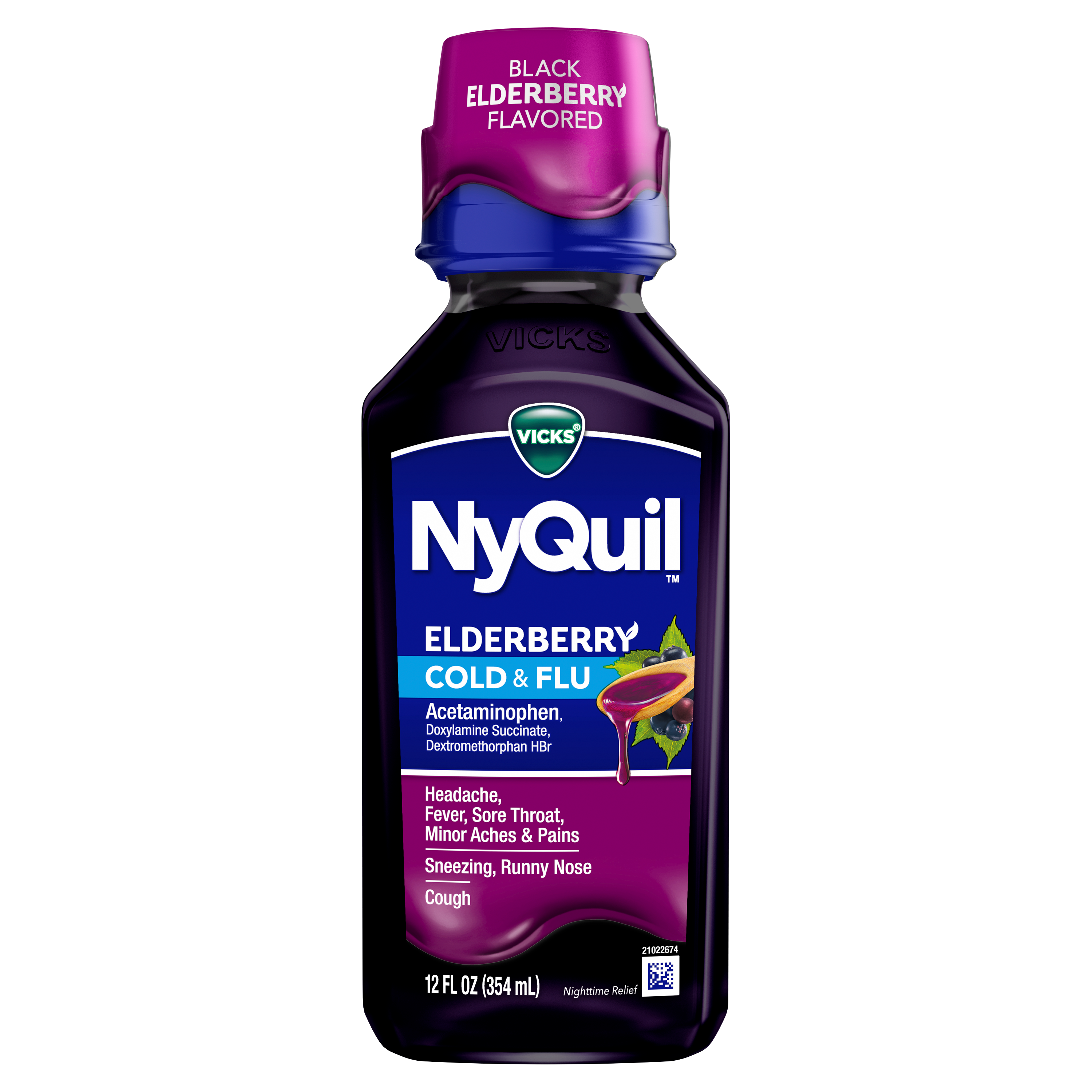 NyQuil Elderberry Cough, Cold & Flu Daytime Relief Liquid | Vicks