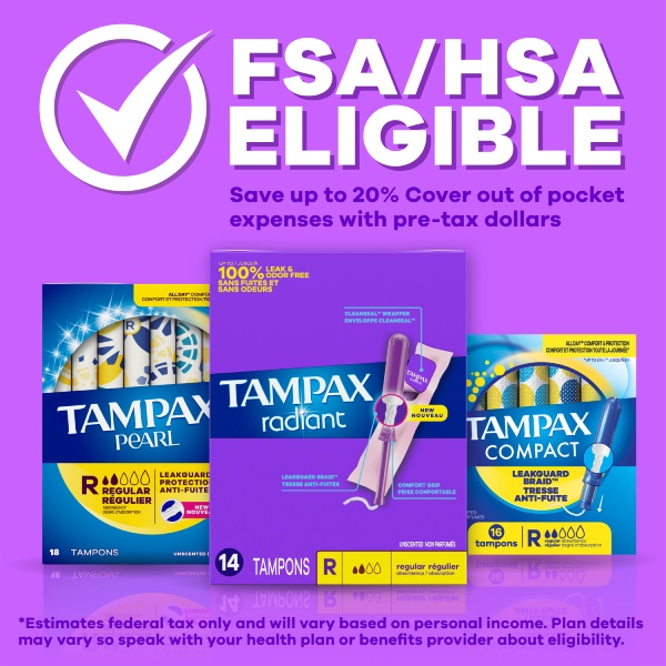 Tampax Radiant 🔥 FIVE (5) Tampax Pocket Radiant Tampons For ONLY