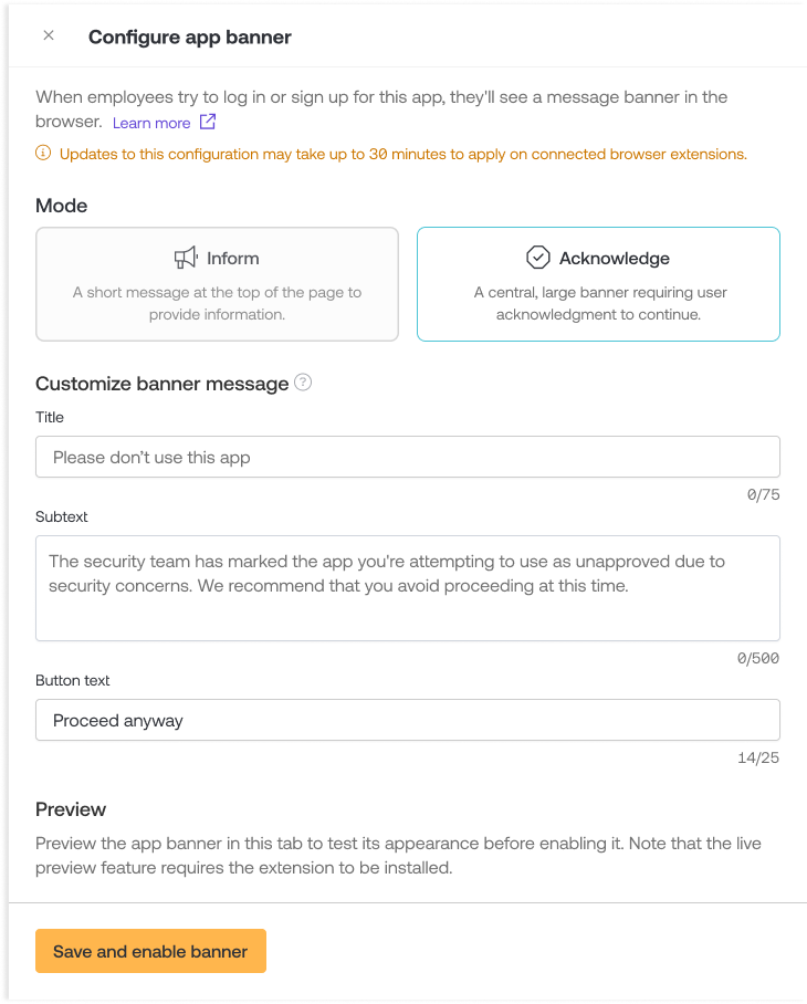 What can I use the app banner for? Templates and examples
