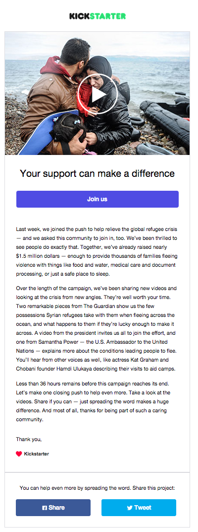 Kickstarter Pre-launch Email Campaign: Email Hacks | Mailjet