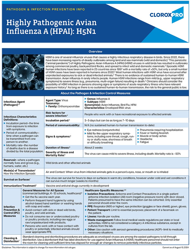 Highly Pathogenic Avian Influenza (HPAI) Pathogen Education Sheet ...