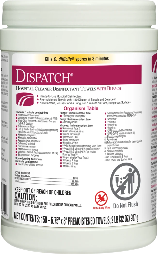 Dispatch Hospital Cleaner Disinfectant Towels | CloroxPro